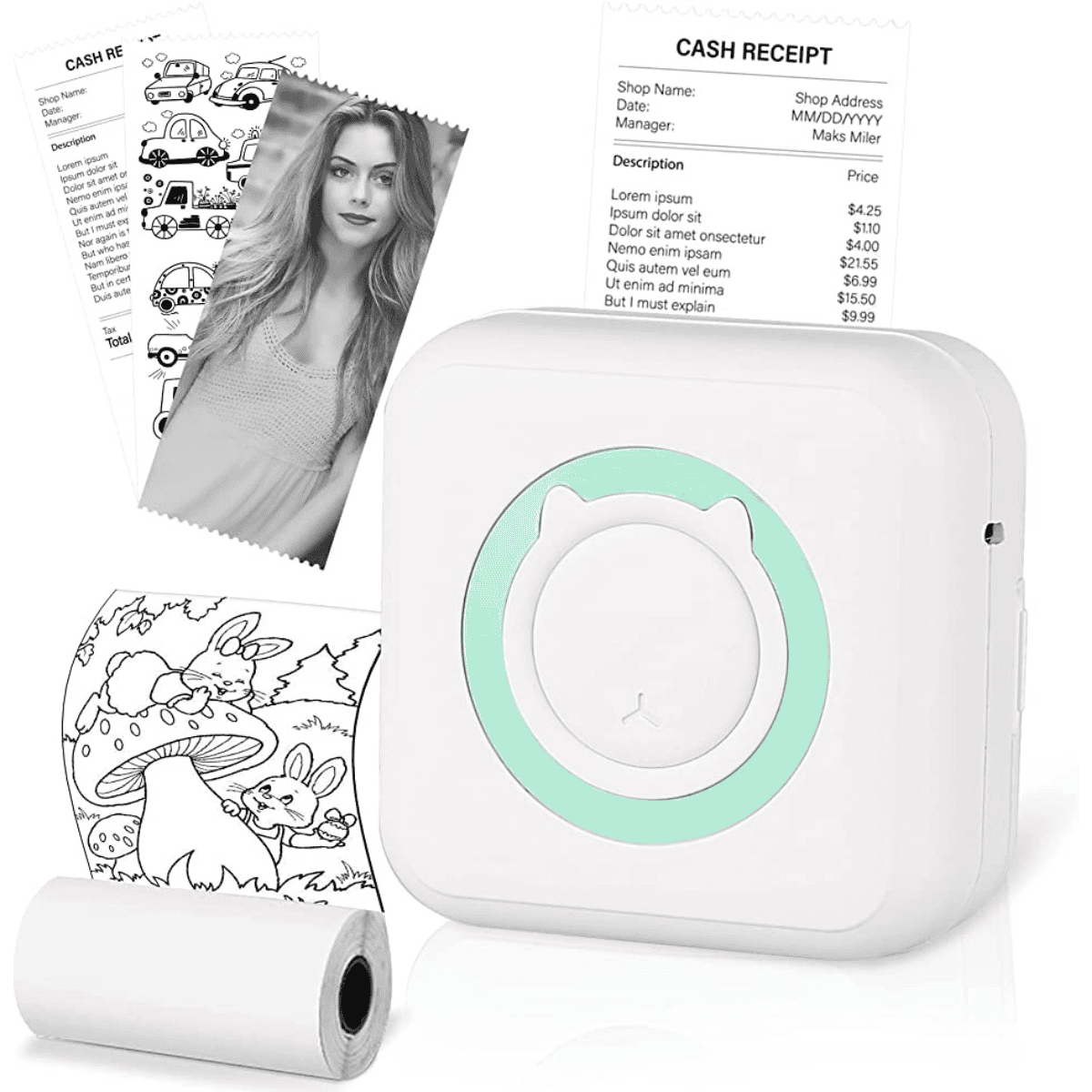 Mini imprimantă portabilă pentru telefon cu conexiune Bluetooth ...